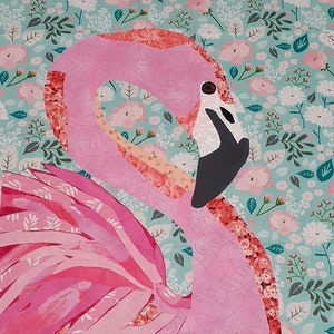 Flamingo Applique Pattern Fiona Fabulous Scrappy Pink Bird Scrap Buster ...