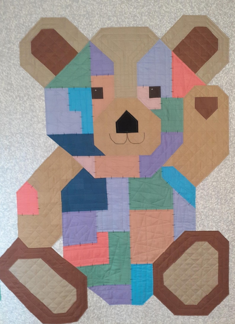Teddy Bear Quilt Pattern: Patchwork Baby Quilt With Alphabet Blocks ...