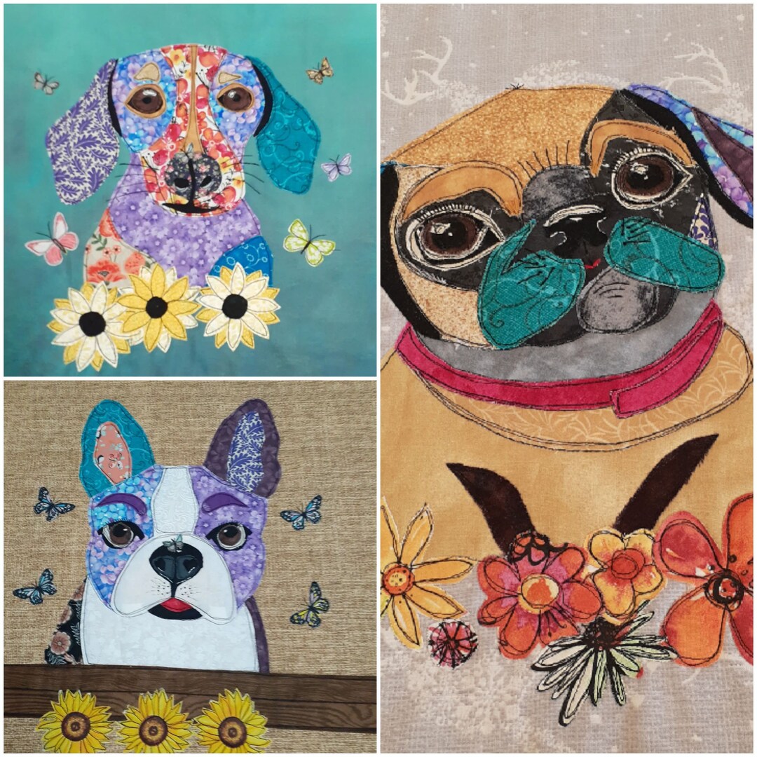 Dogs Applique Patterns Save Money Bundle 3 Domestic Pets Gary Dachshund ...