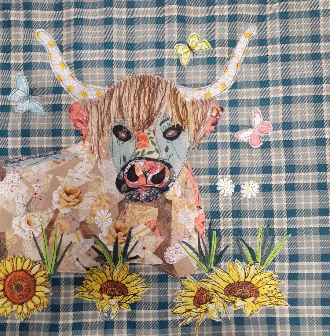 Highland Cow Applique Pattern Mary Mac a Scottish Animal Scrap Buster ...