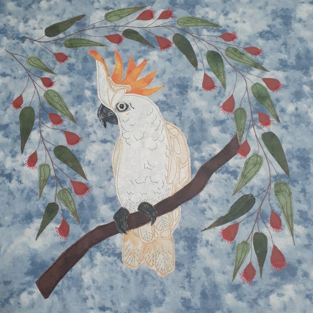 Cockatoo Applique Pattern Sulphur Crested Australian Native Bird Scrap ...