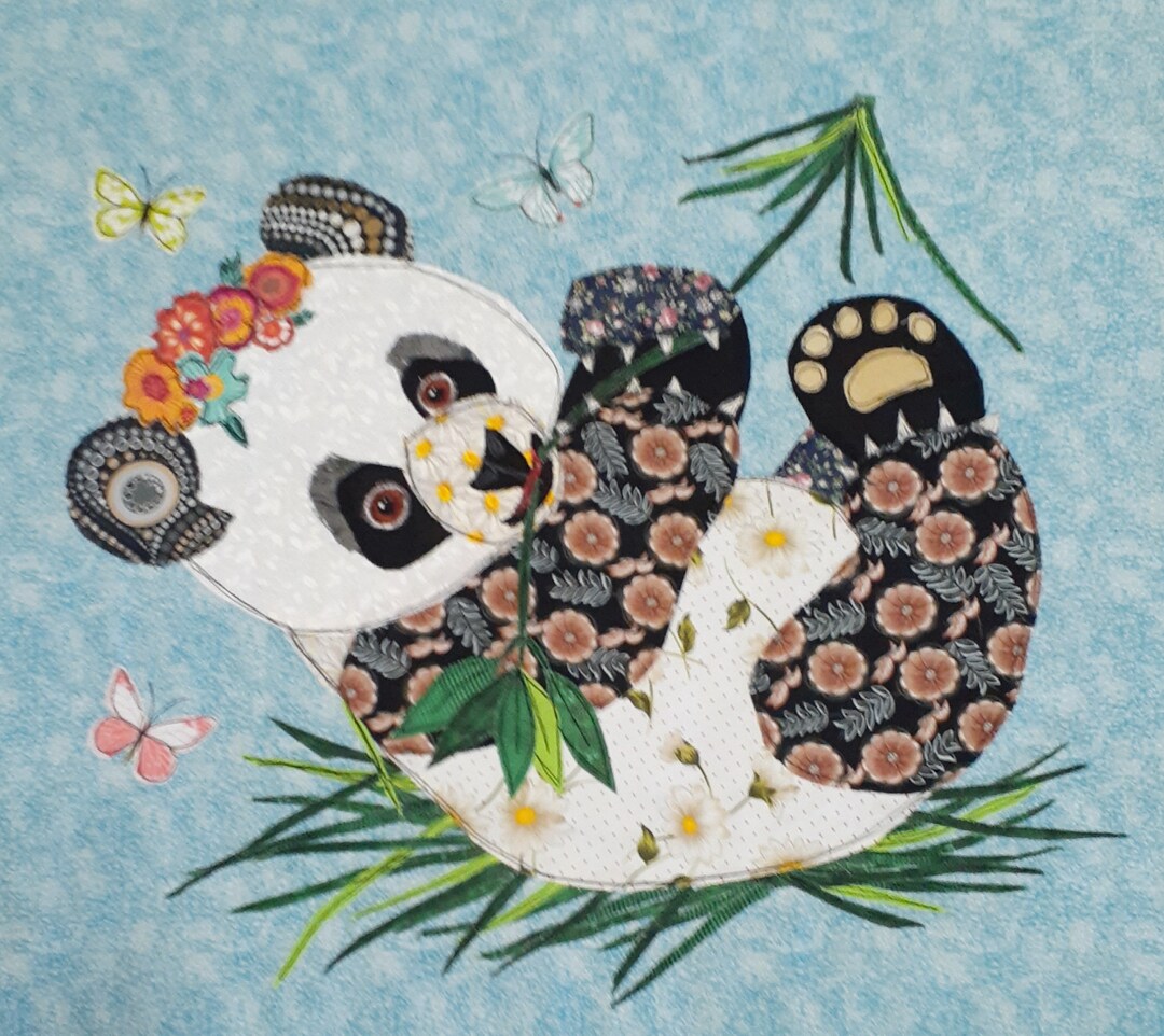 Panda Applique Pattern Pam the Precious Playful Cub Scrap Buster Pretty ...