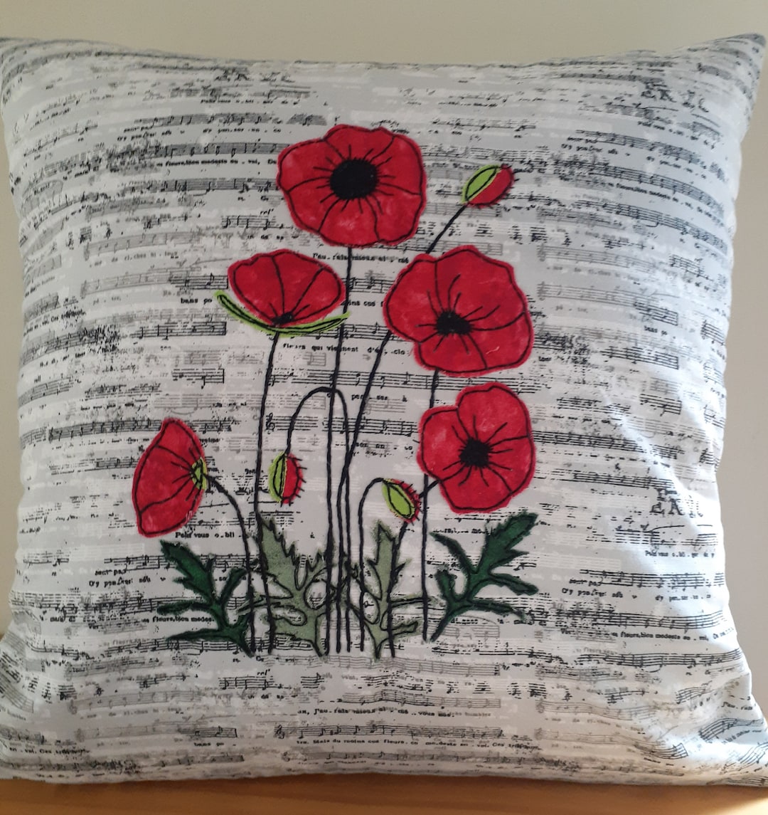 Poppy Applique Pattern Wild Botanic Red Flowers Remembrance Day Scrap ...
