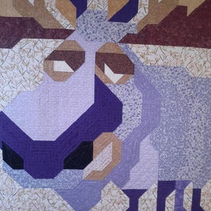 Moose Quilt Pattern Marty the Mischievous Moose Patchwork Scrap Buster ...