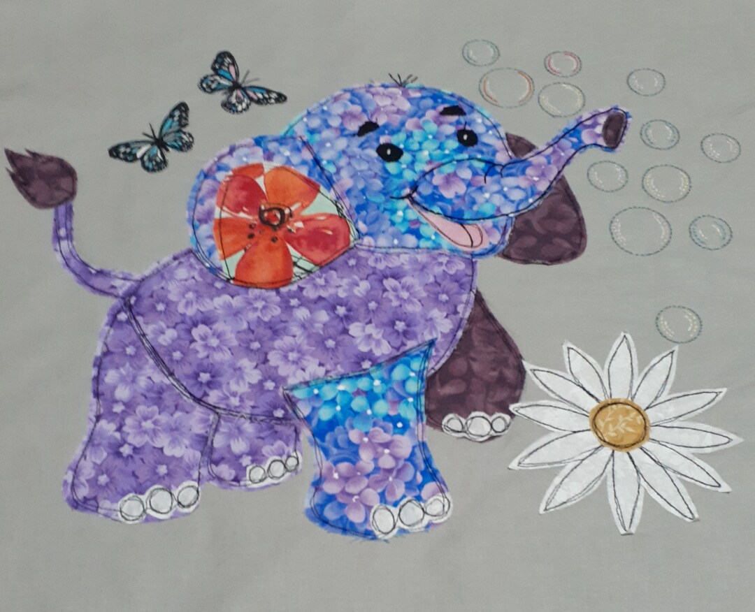 Elephant Applique Pattern Eve the Adorable Baby Animal Scrap Buster ...
