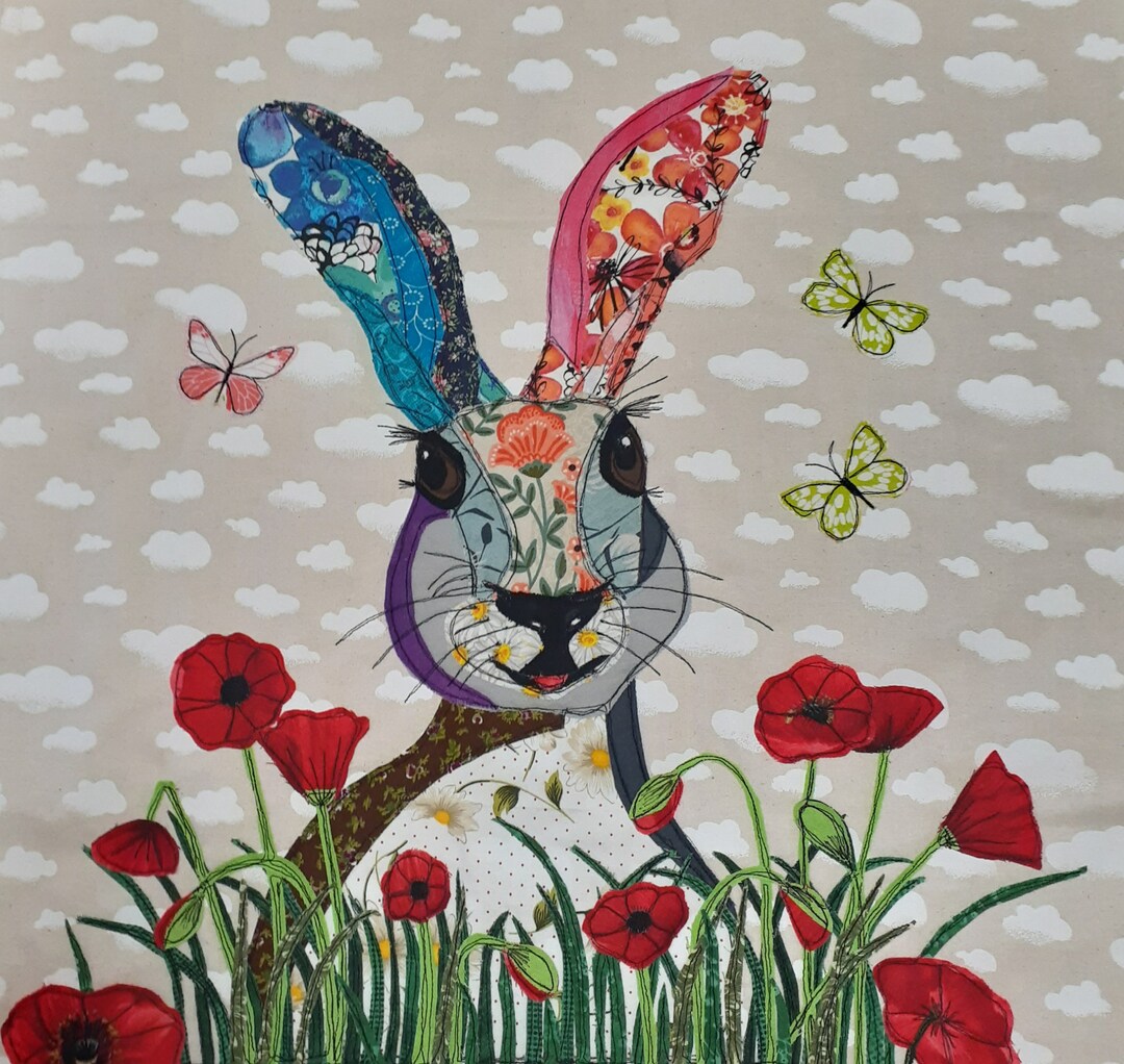 Hare Applique Pattern: Rustic Rabbit Quilt Block Project (PDF Pattern ...