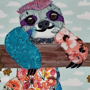 Sloth Applique Pattern Sally the Sweet Creature Scrap Buster Quilt ...
