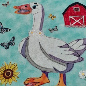Goose Applique Pattern Gerri the Gracious Flying Farm Bird Scrap Buster ...