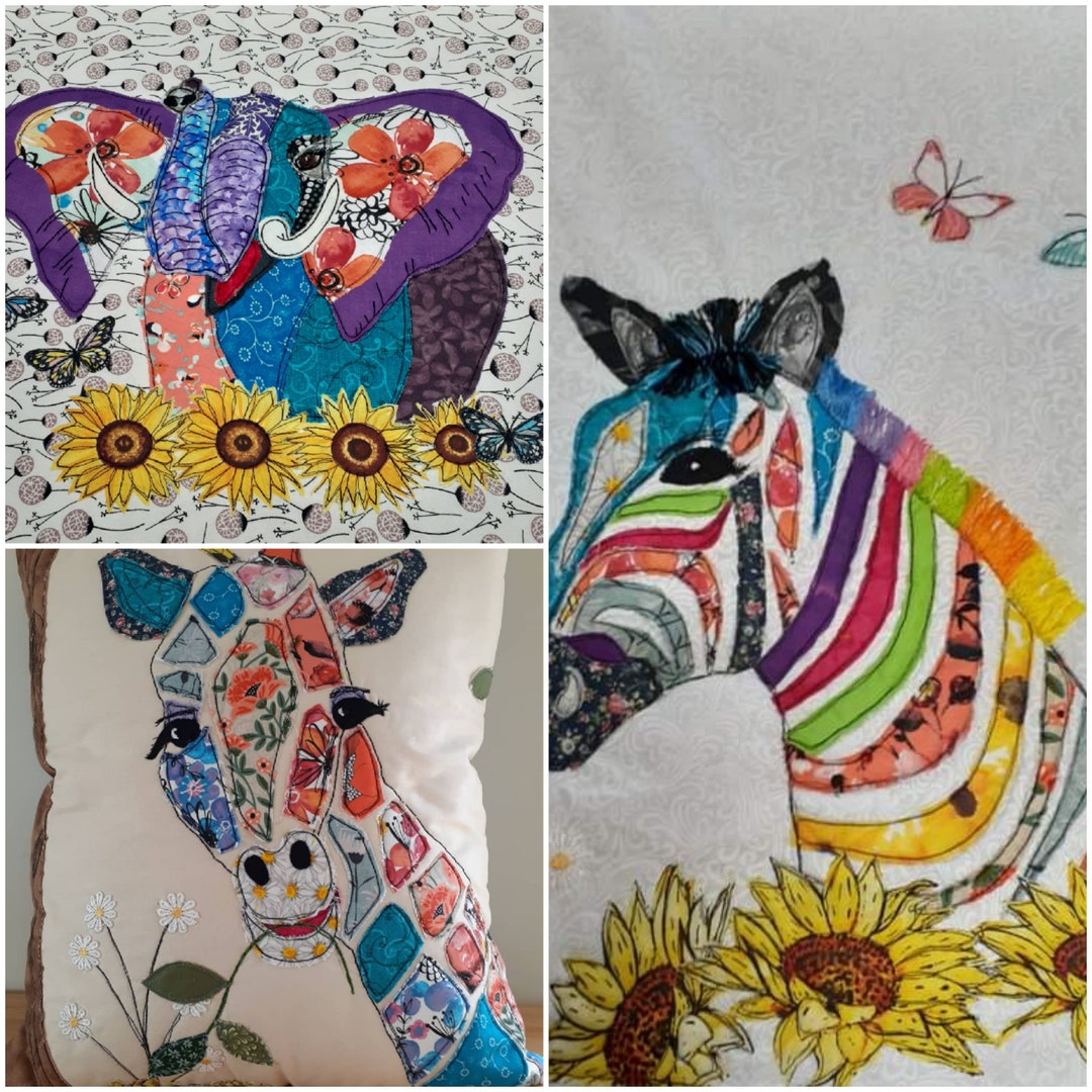 Wild Animal Applique Patterns Save Money Bundle of 3 Edgar Elephant ...