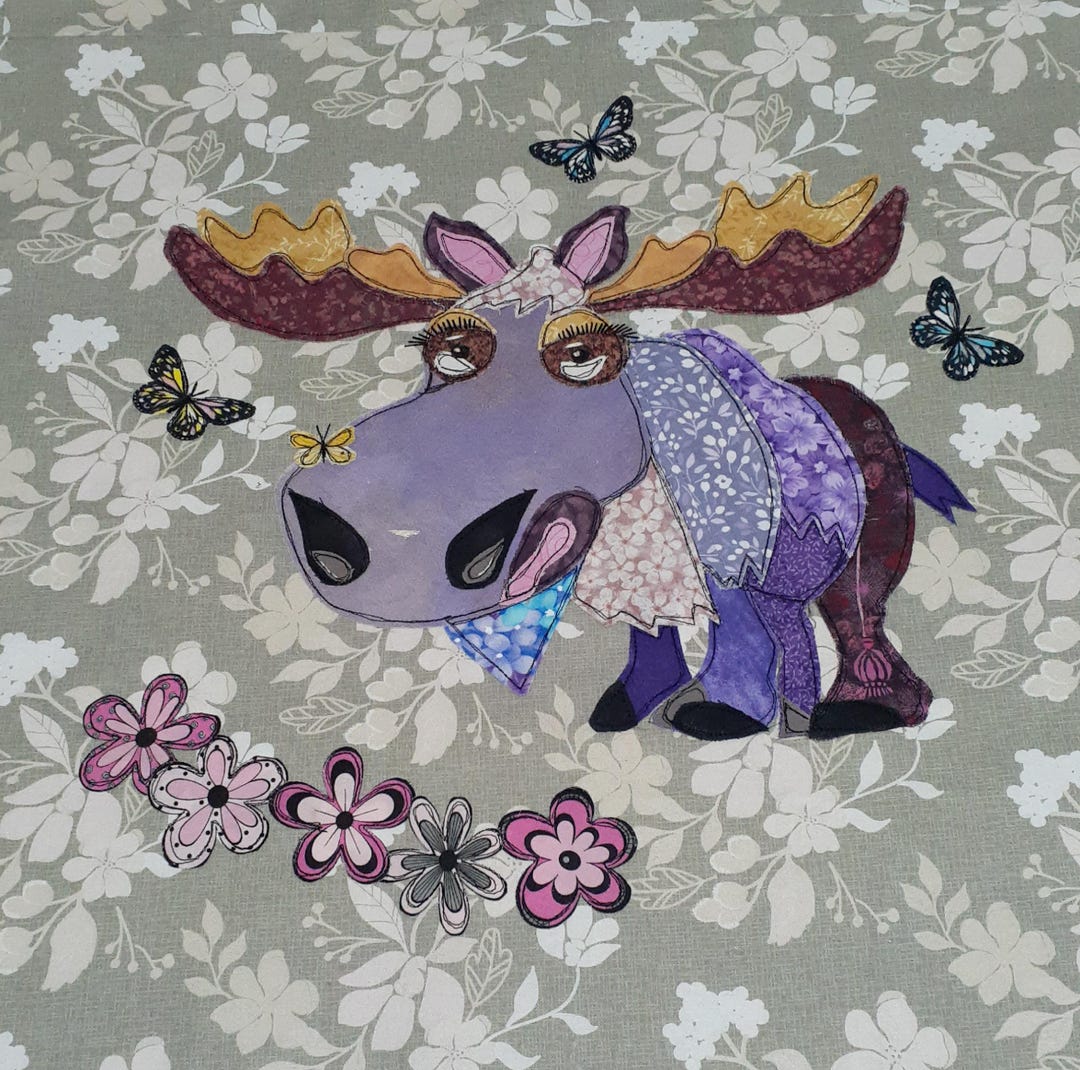 Moose Applique Pattern Maxy the Large Deer Quilt Block Handmade Hobby ...