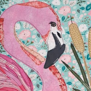 Flamingo Applique Pattern Fiona Fabulous Scrappy Pink Bird Scrap Buster ...