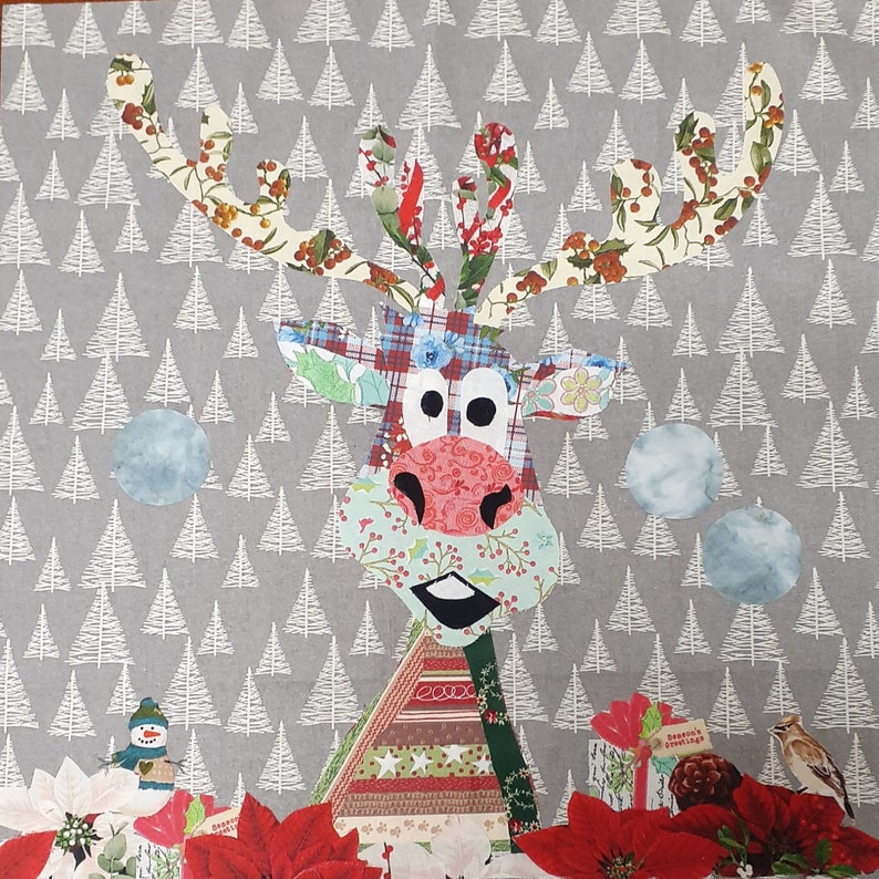 Reindeer Applique Pattern: Christmas Quilt Block (PDF Pattern) - Etsy