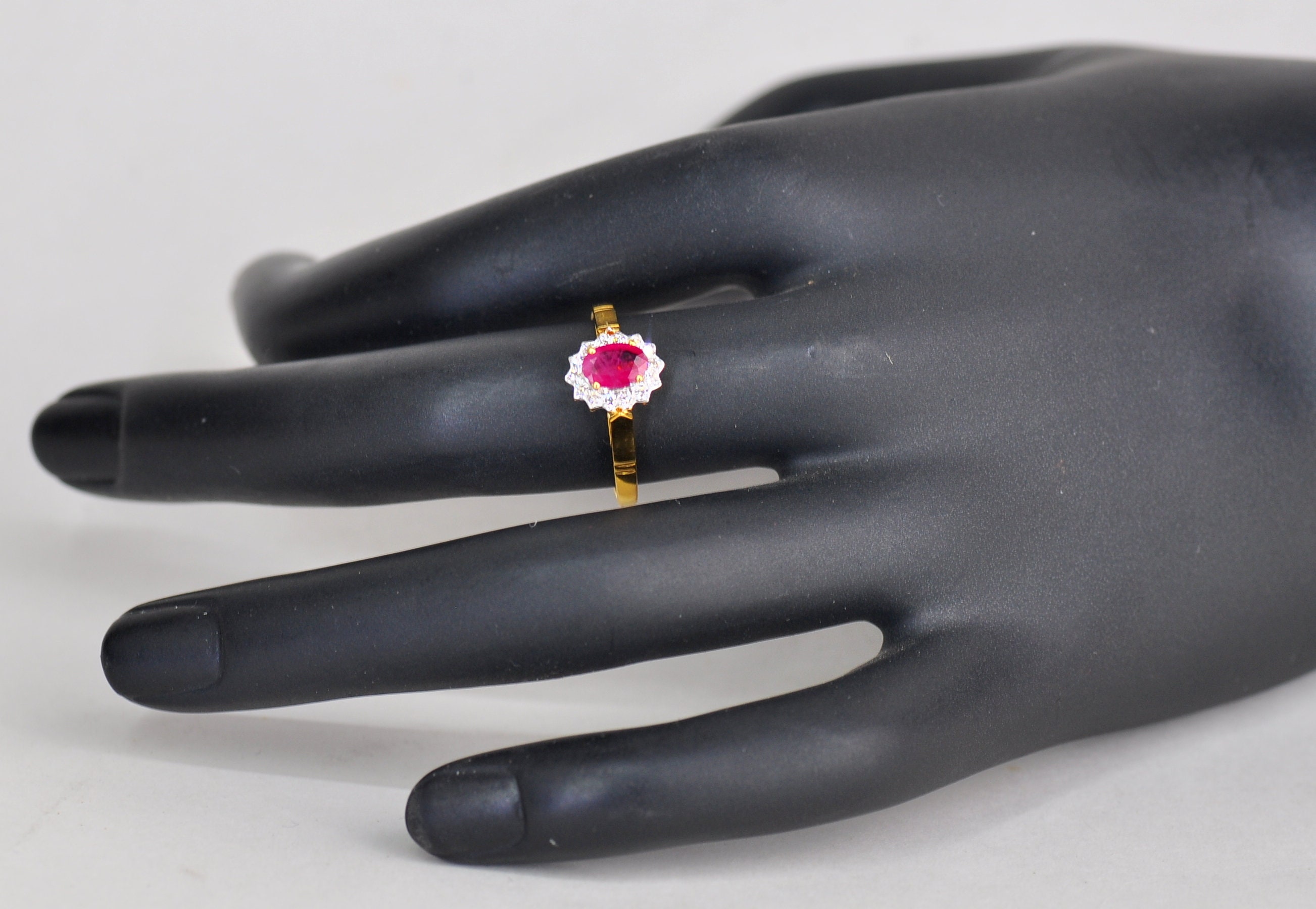 Elegant 18kt Genuine Ruby Diamond Ring, Handmade - Etsy