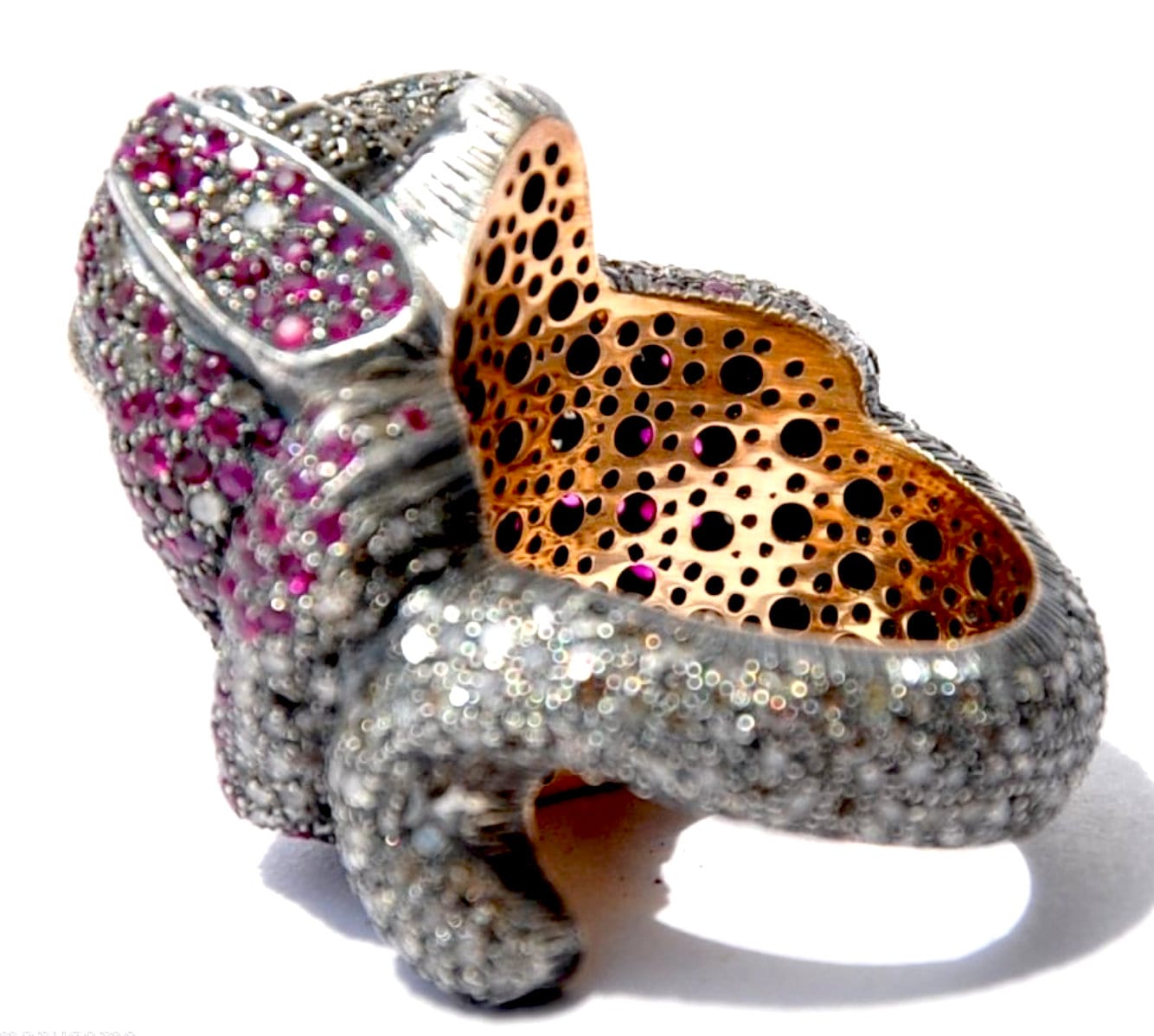 Vintage 14KT Old European Diamond Ruby Sapphire Canine Pet Dog ...