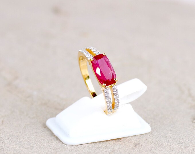 18KT Gold African Natural Ruby Diamond Ring, Handmade ! - Etsy