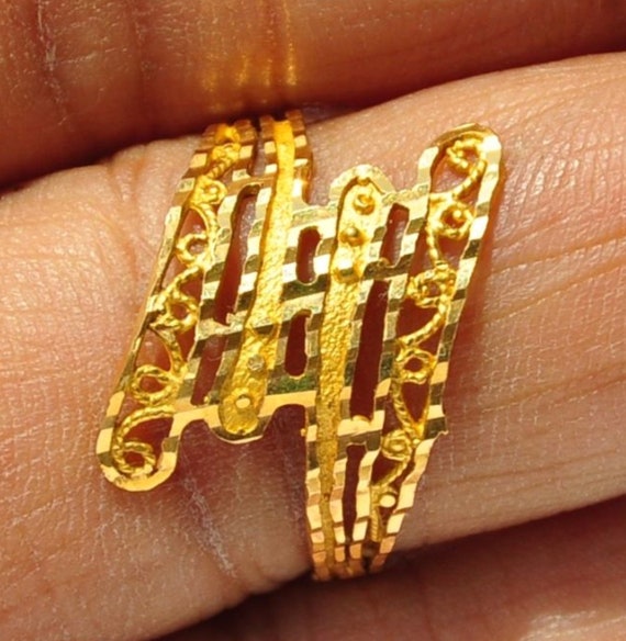 Antique 22KT Solid Gold Spiral Ring Hallmarked anneau… - Gem