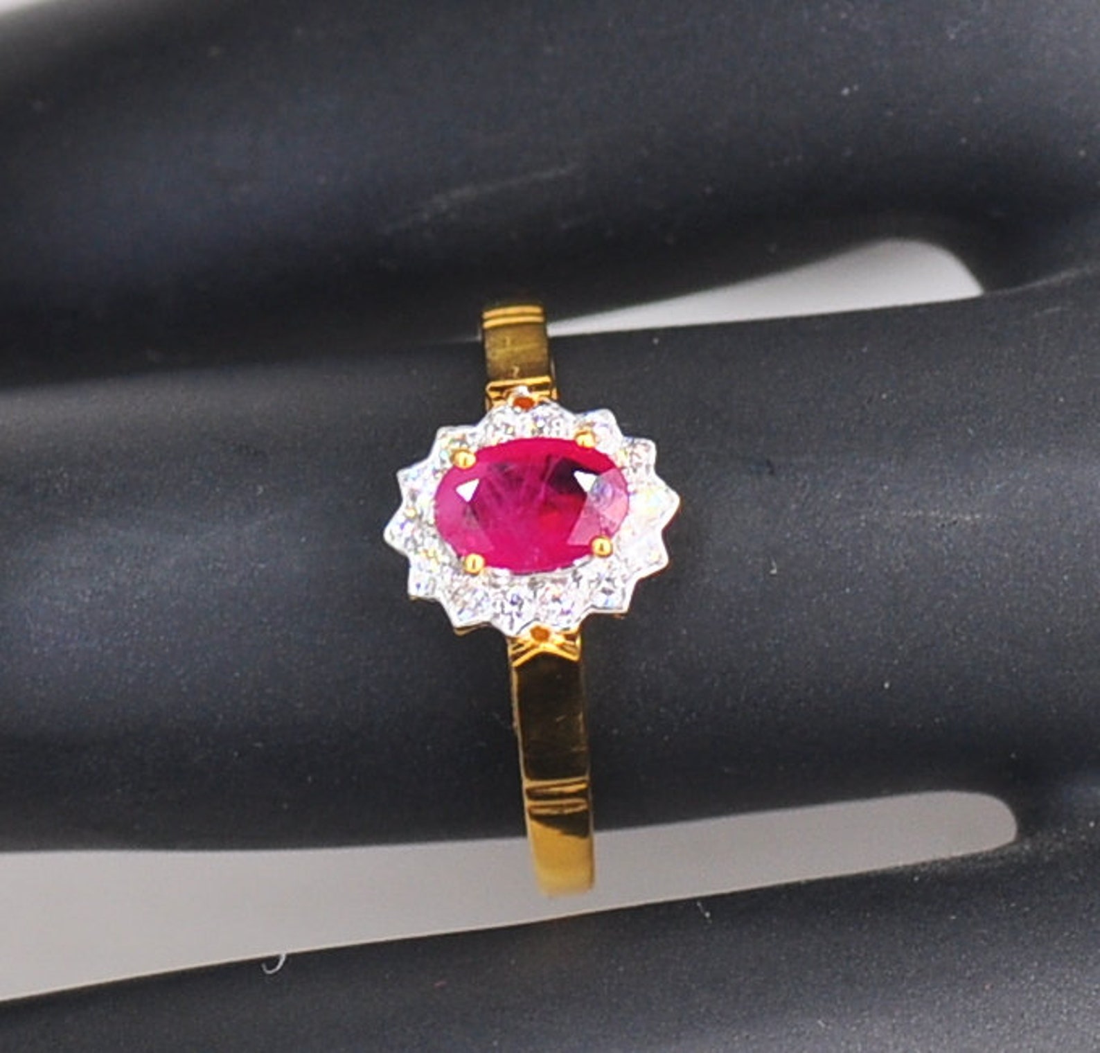 Elegant 18kt Genuine Ruby Diamond Ring, Handmade - Etsy