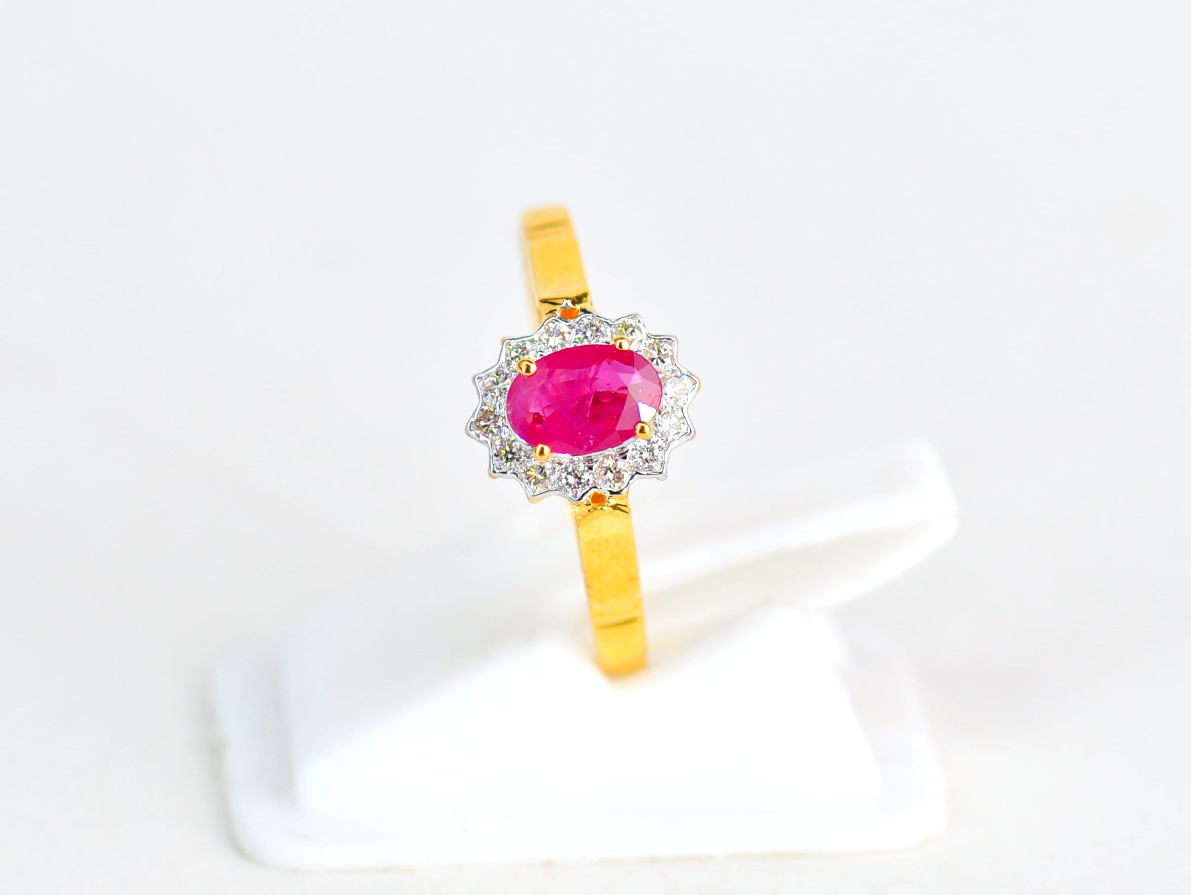Elegant 18kt Genuine Ruby Diamond Ring, Handmade - Etsy