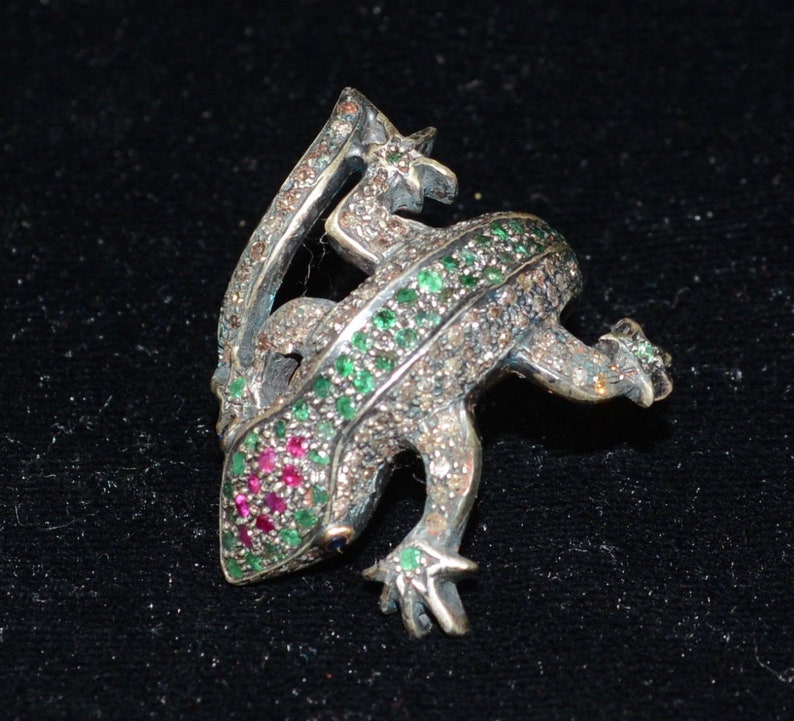 Vintage 14KT Emerald Ruby Diamond Lizard Victorian Ring - Etsy
