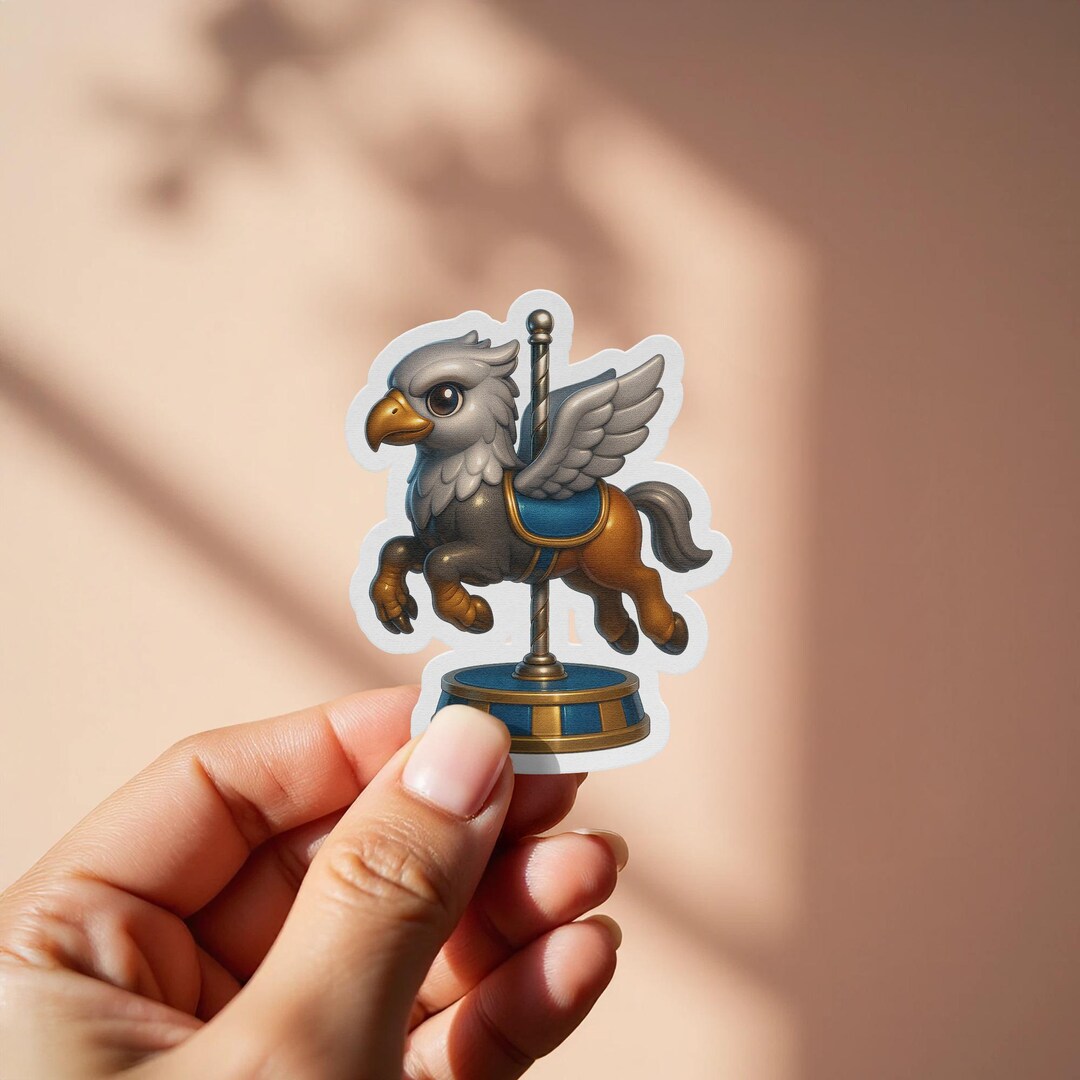 Griffon Carousel Sticker, Mythical Animal Sticker, Fantasy Art Sticker ...