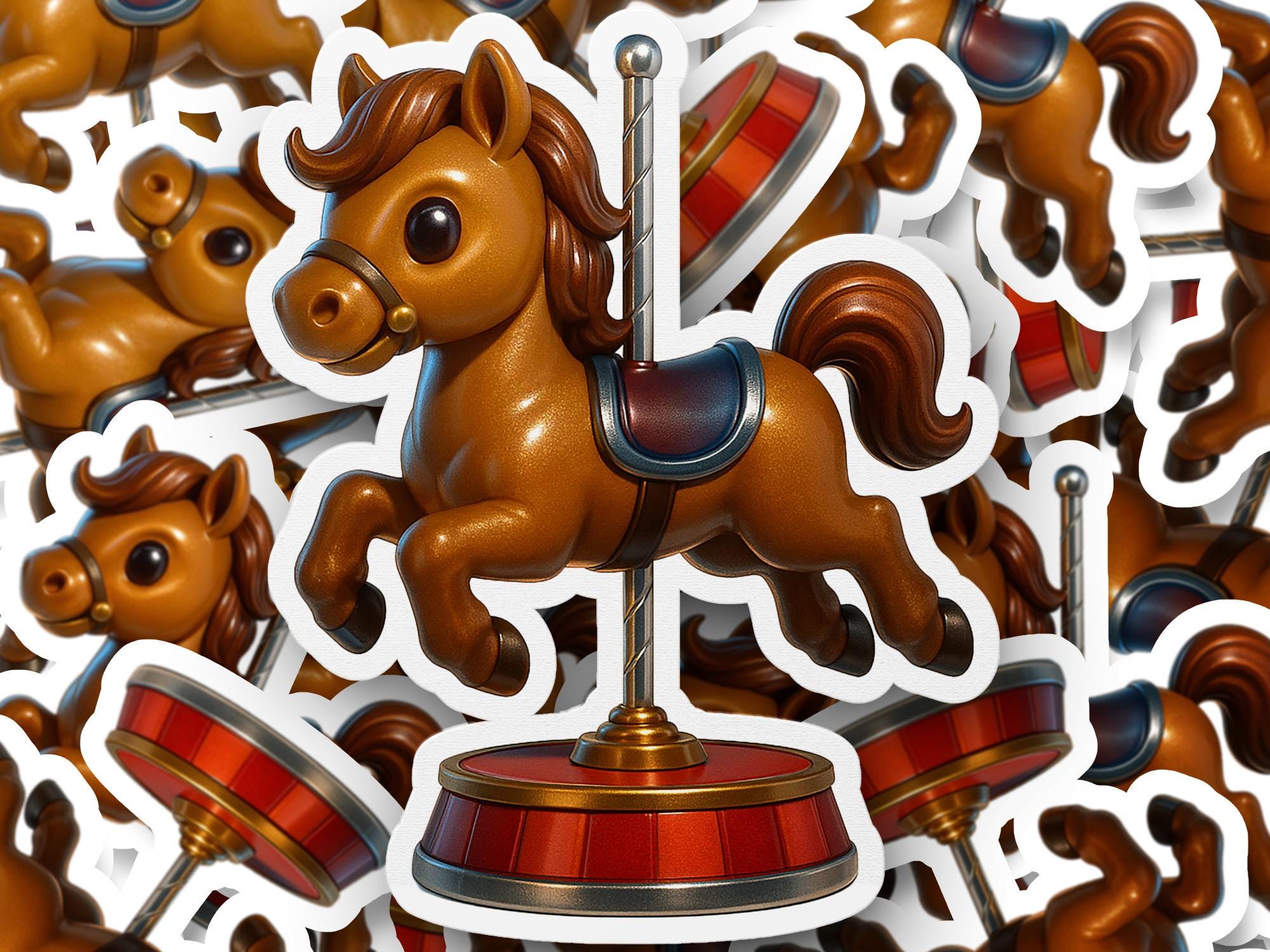 Carousel Horse Sticker, Cute Animal Sticker, Classic Ride Stickers ...