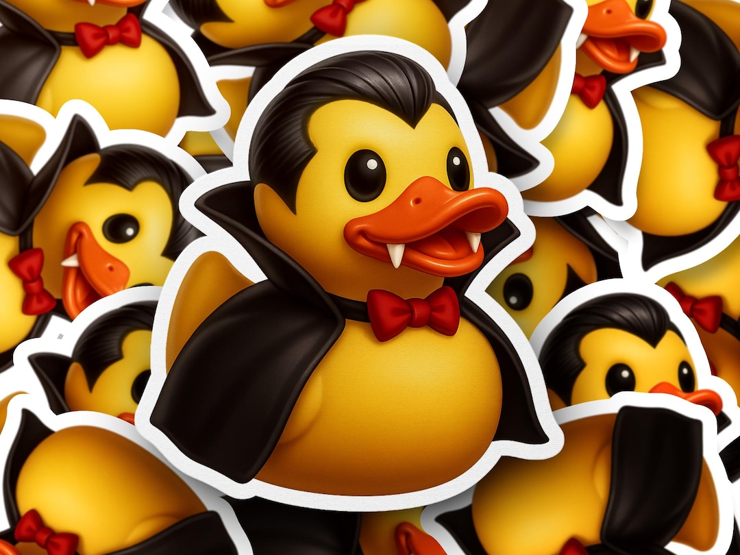 Vampire Rubber Duck Sticker, Dracula Duckie Halloween Sticker, Funny ...