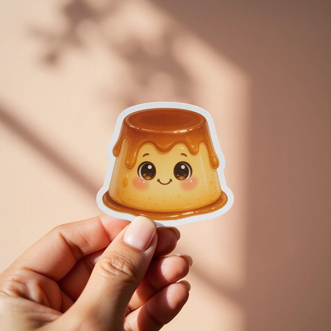Kawaii Flan Sticker, Cute Mexican Dessert, Foodie Sticker, Laptop Decal ...