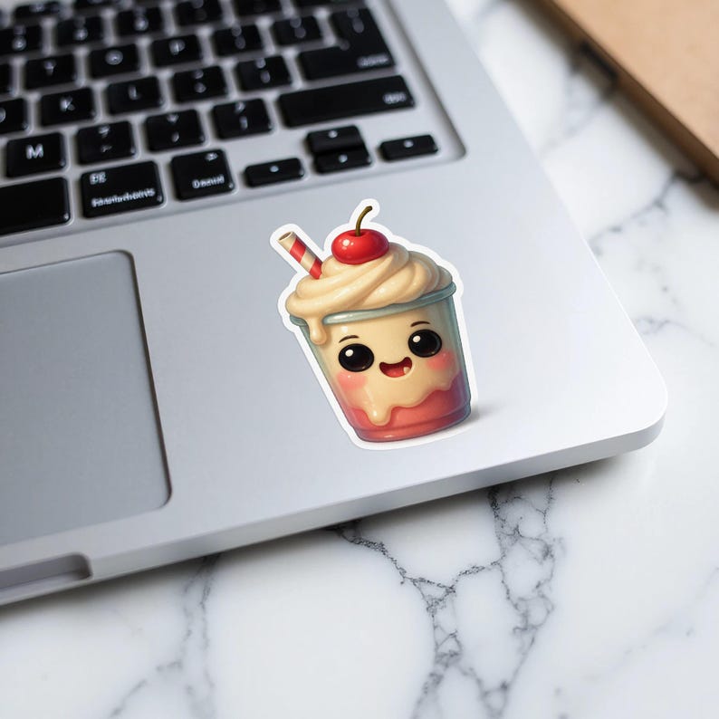 Cute Kawaii Milkshake Sticker, Cartoon Food Decal, Sweet Ice Cream ...