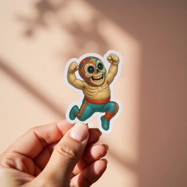 Luchador Sticker, Day of the Dead Decal, Mexican Wrestler, Calavera Dia ...