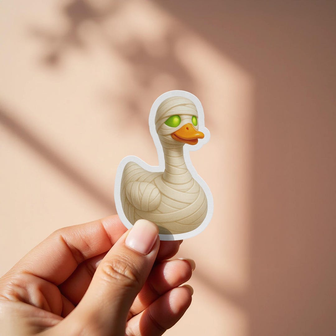 Halloween Mummy Rubber Goose Sticker, Mummy Duck Sticker, Spooky Season ...