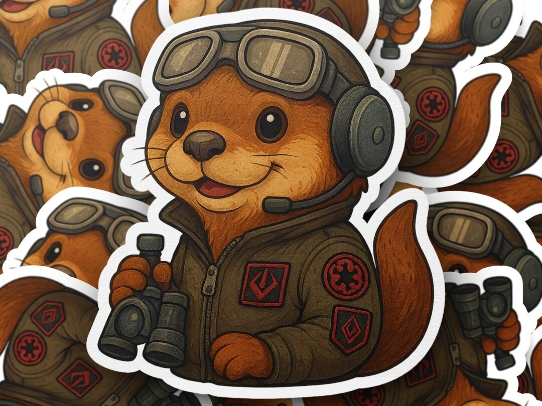 Pilot Otter Sticker, Cute Animal Decal, Aviator Otter Vinyl Decal, Star ...