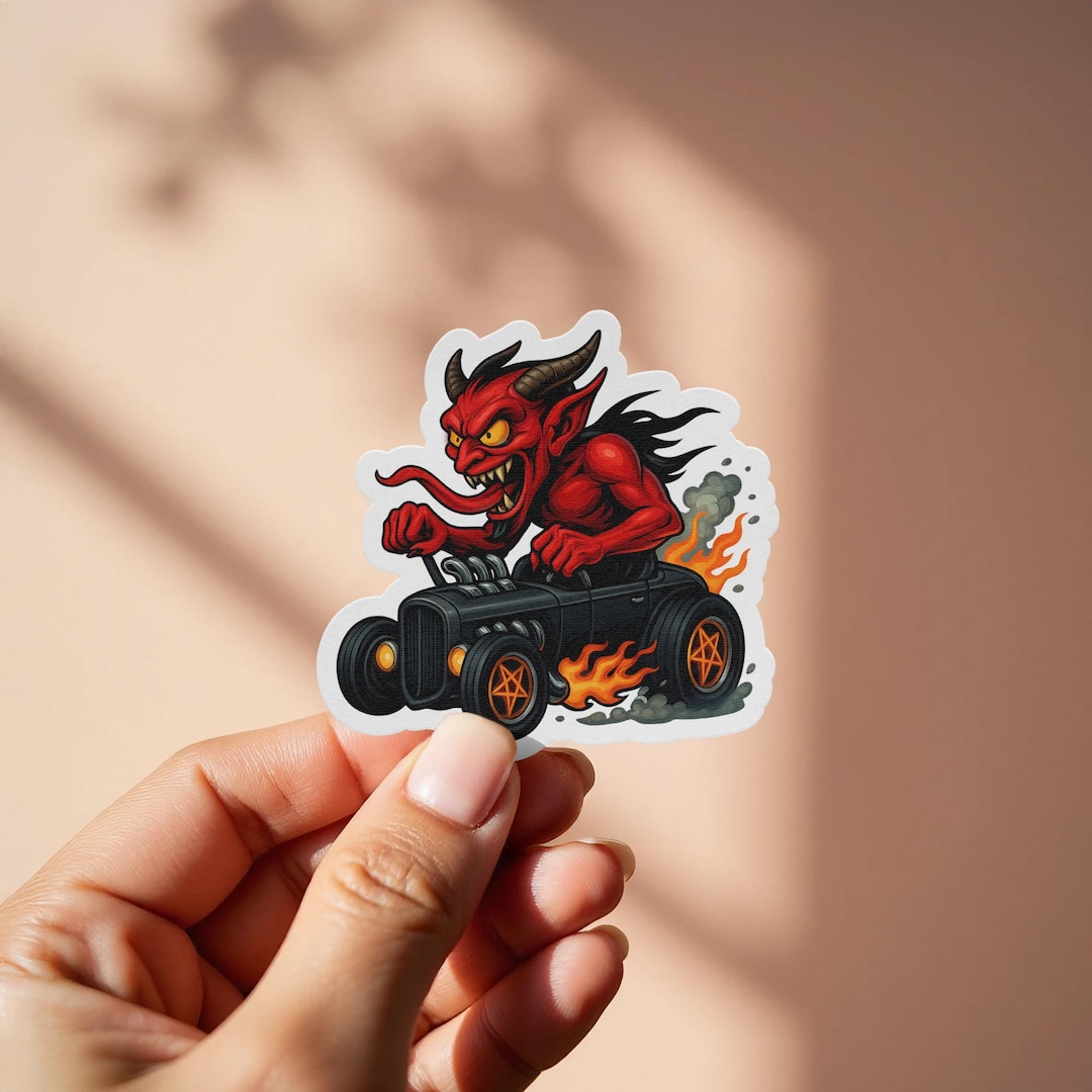 Wacky Racer Devil Sticker, Boxcar Derby Cars Sticker, Hot Rod Devil ...