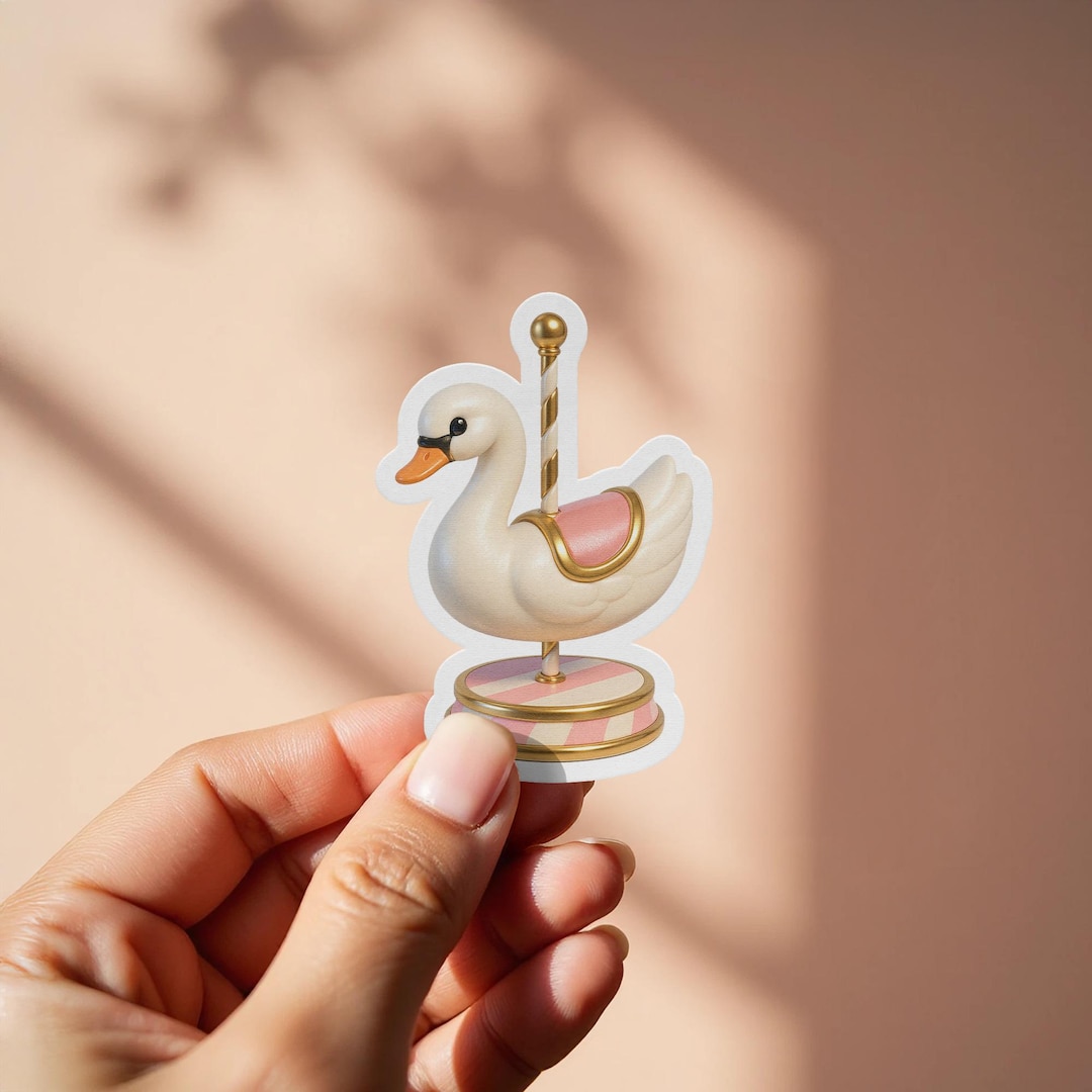 Beautiful Swan Carousel Sticker, Cute Animal Stickers, Decorative Bird ...