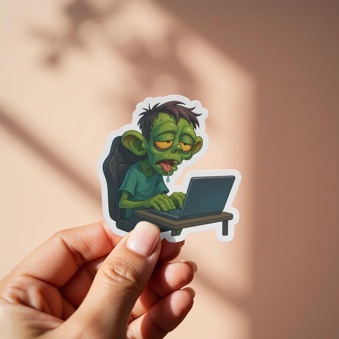 Zombie Working Sticker, Working to Death Sticker, Undead Desk Decor ...