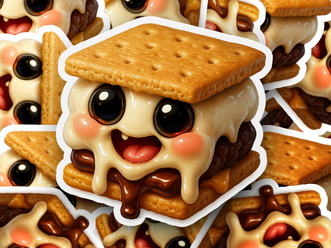 Cute Smores Sticker, Foodie Sticker, Kawaii Dessert Sticker, Happy ...