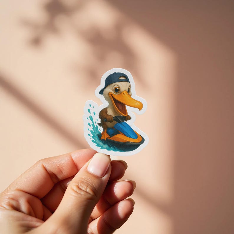Cool Pelican on a Jet Ski Sticker, Funny Animal Stickers, Watercraft ...
