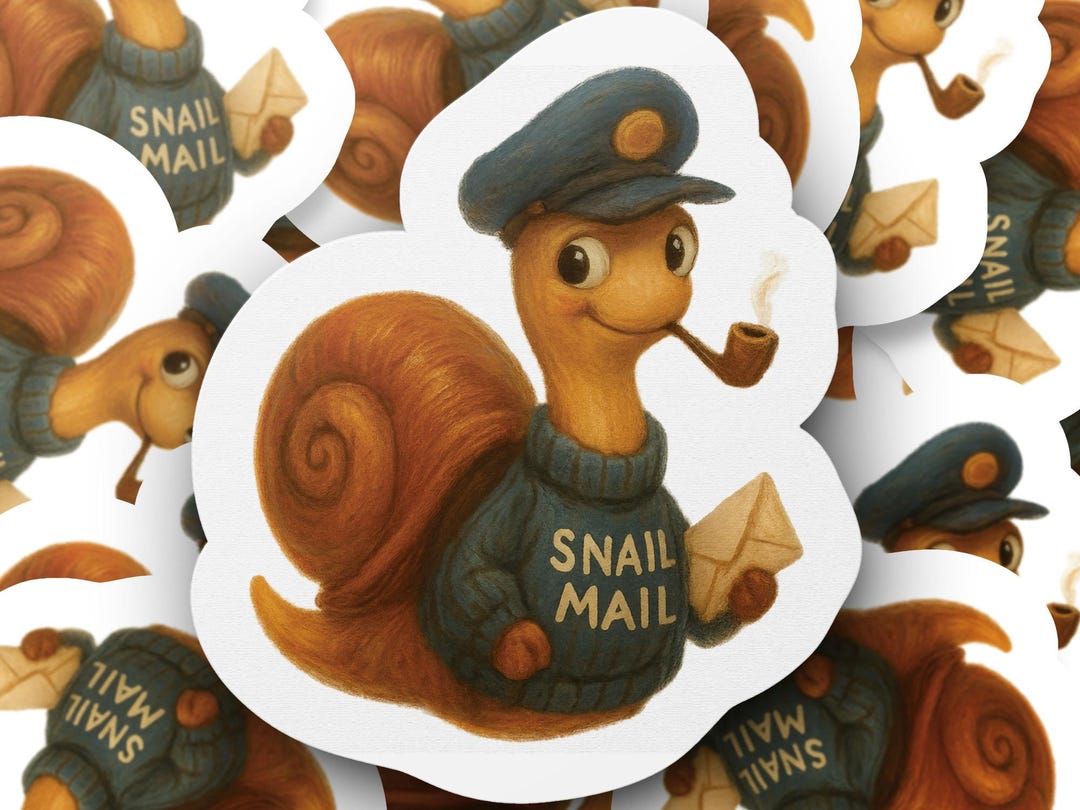Snail Mail Sticker, Postman Snail Decal, Cute Animal Sticker, Whimsical ...
