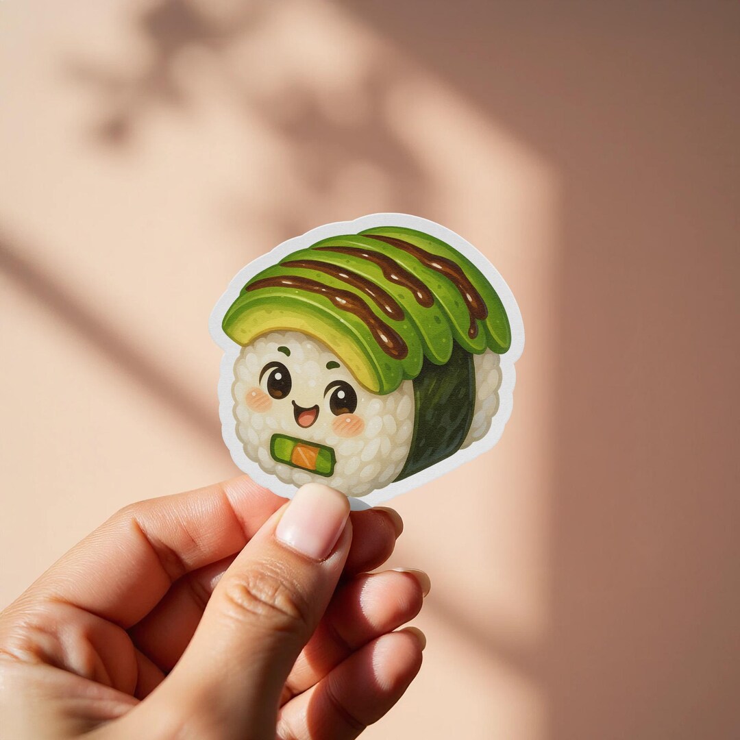 Avocado Sushi Roll Sticker, Cute Kawaii Food Sticker, Japanese Cuisine ...