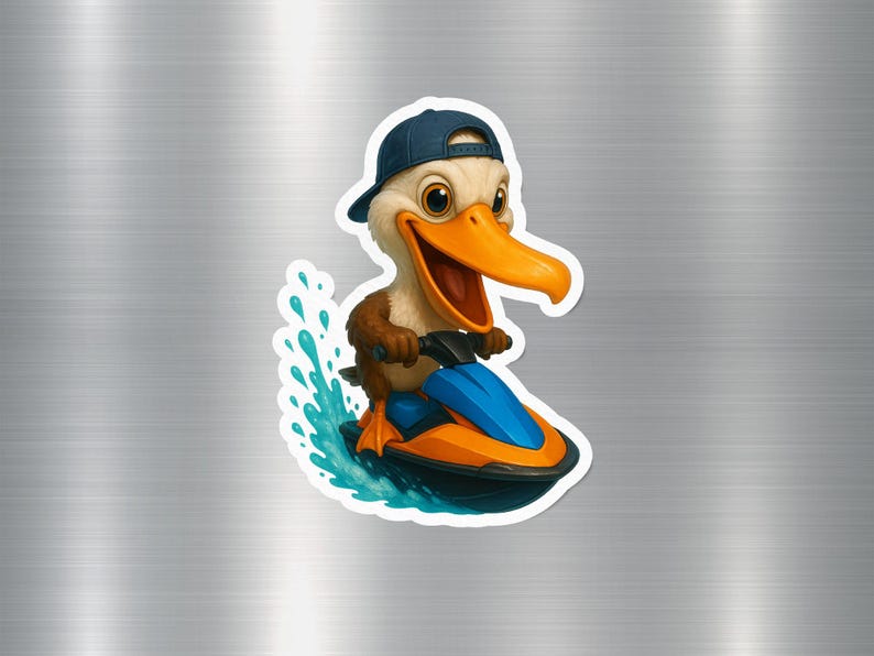 Cool Pelican on a Jet Ski Sticker, Funny Animal Stickers, Watercraft ...