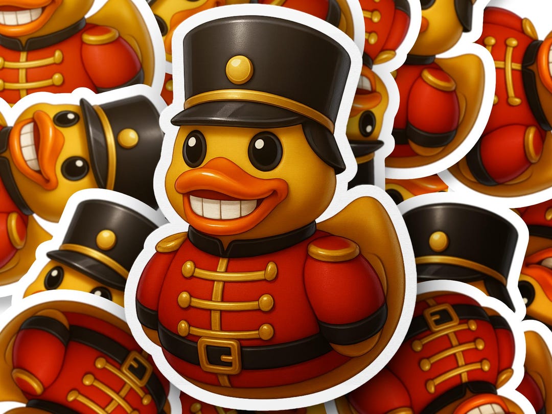 Nutcracker Rubber Duck Sticker, Christmas Duckie Soldier, Holiday ...