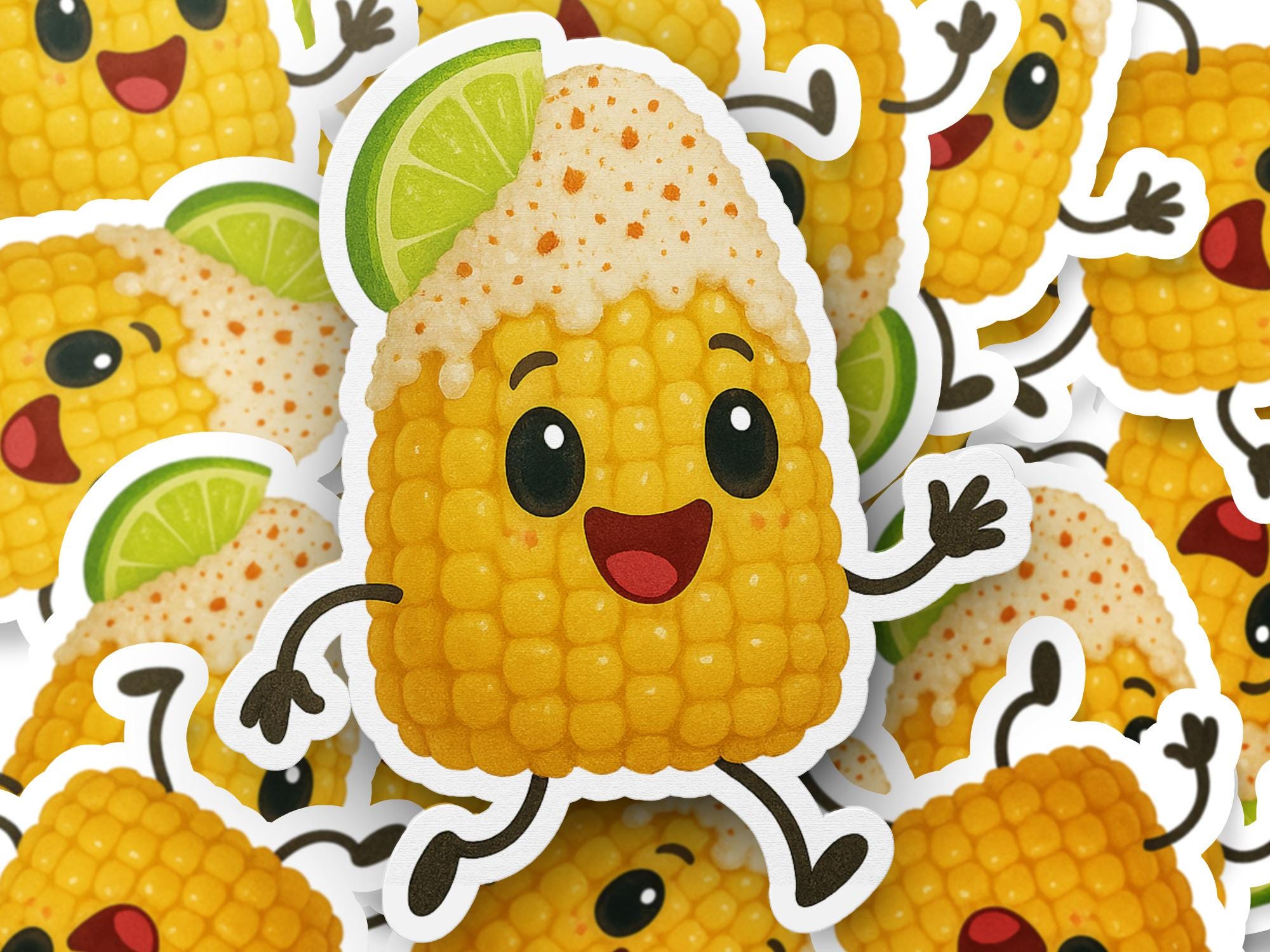 Cute Kawaii Elote Sticker, Mexican Street Corn Decal, Cute Mexican Food ...