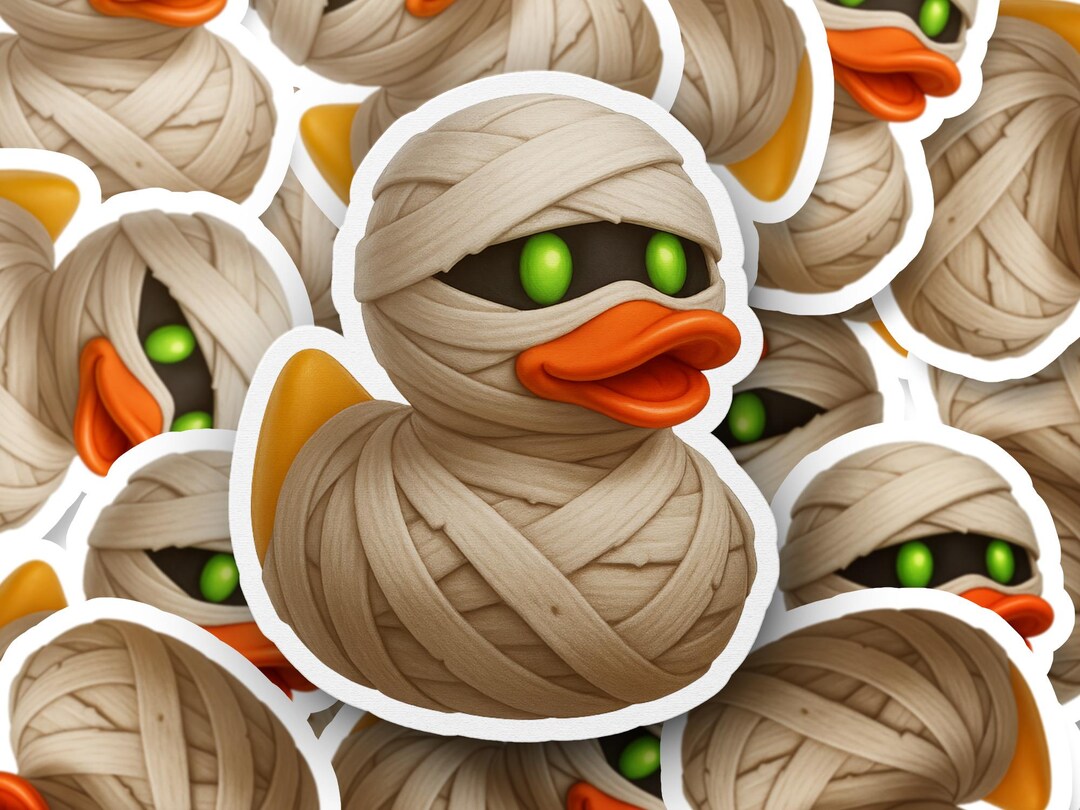 Mummy Duck Sticker, Mummy Halloween Sticker, Spooky Season Decor ...