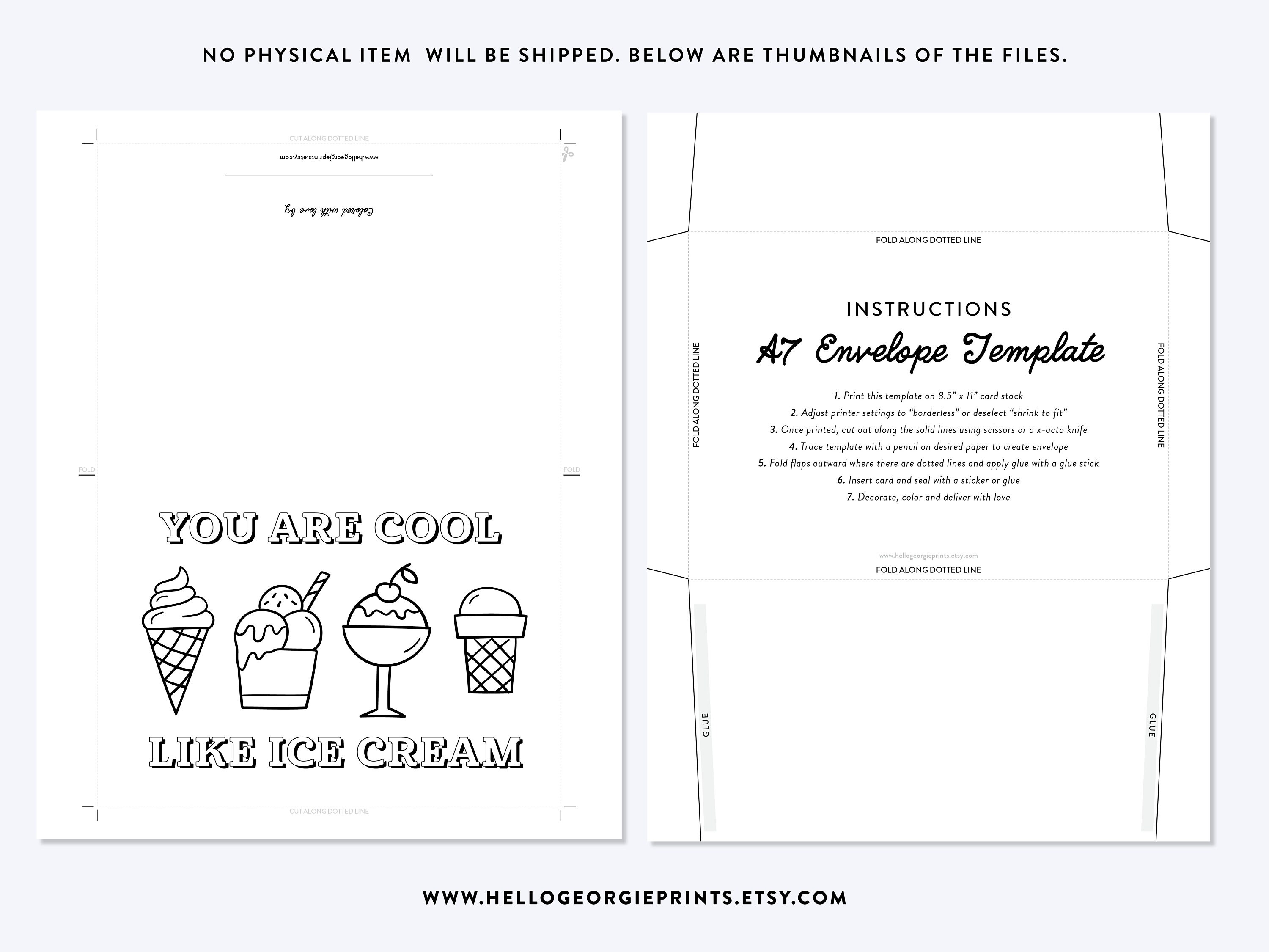 You Are Cool Ice Cream Coloring Card Print at Home for Kids Adults | 5 ...