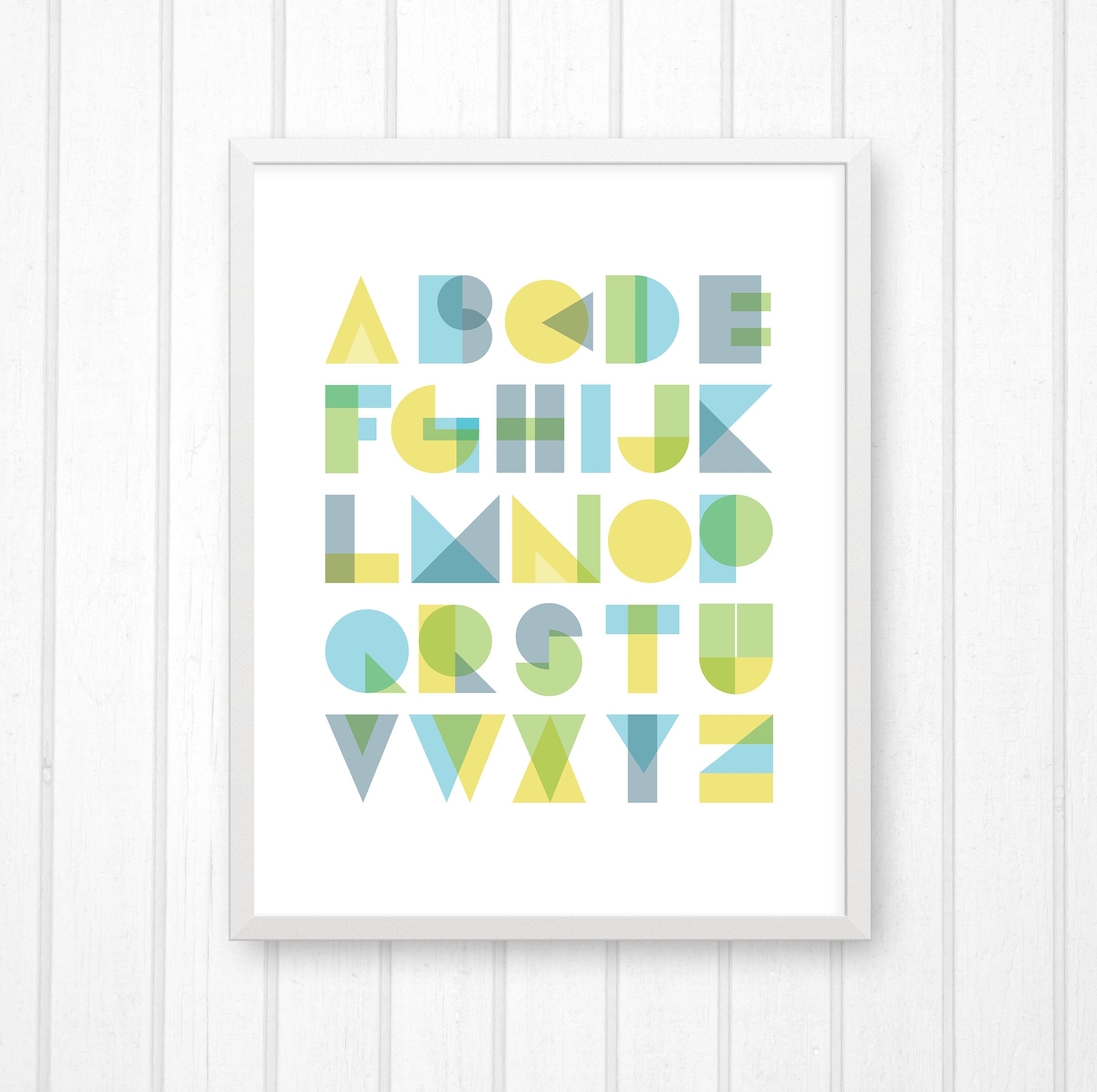 Geometric Alphabet, Nursery Printable, Blue Alphabet Print, Playroom ...