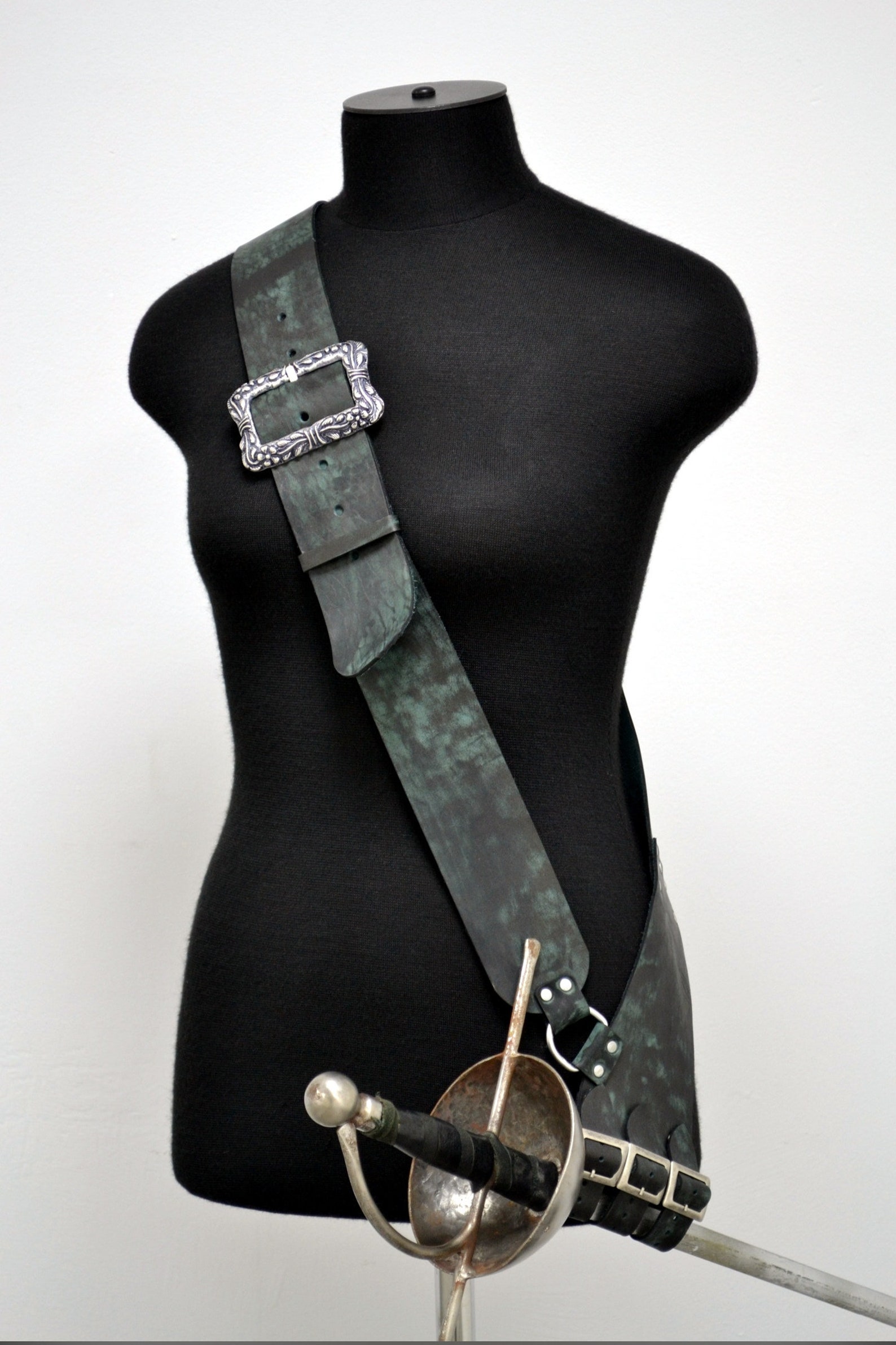 Pirate Old 5oz 2mm Black Leather Medieval Baldric Sword Belt | Etsy