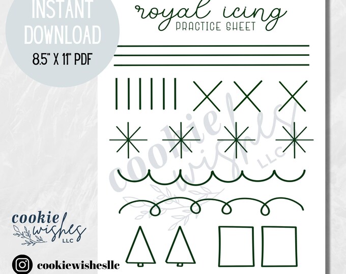 Christmas Royal Icing Sugar Cookie Class Practice Sheets - Etsy