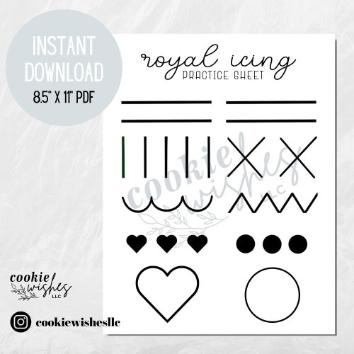 Royal Icing Practice Sheet for Teaching Cookie Class Digital - Etsy