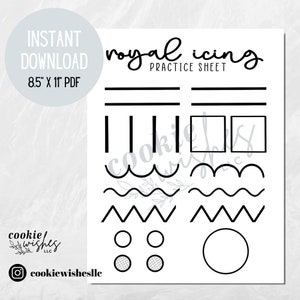 Royal Icing Cookie Class Sugar Cookie Practice Sheets - Etsy
