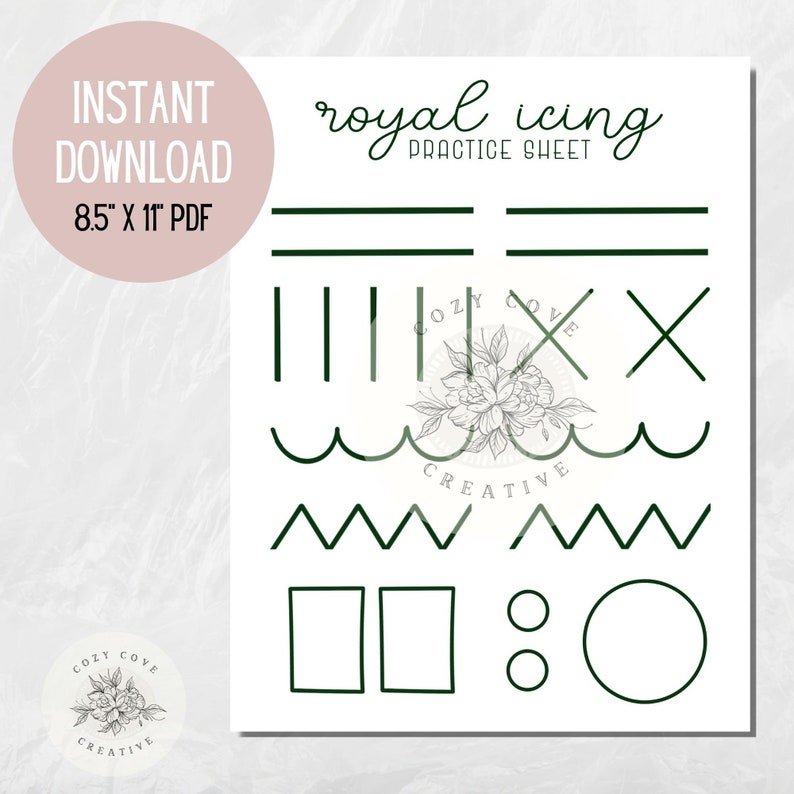 Royal Icing Sugar Cookie Class Practice Sheets | Etsy