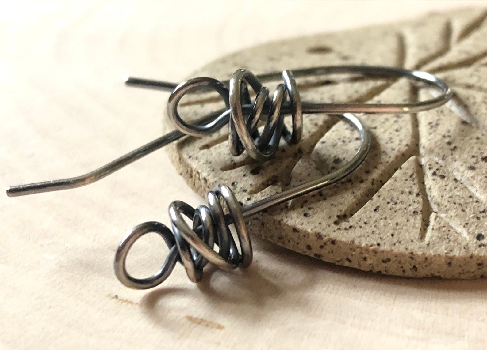 Oxidized Tumbleweed French Ear Wires Knotted Ear Wires Fancy - Etsy